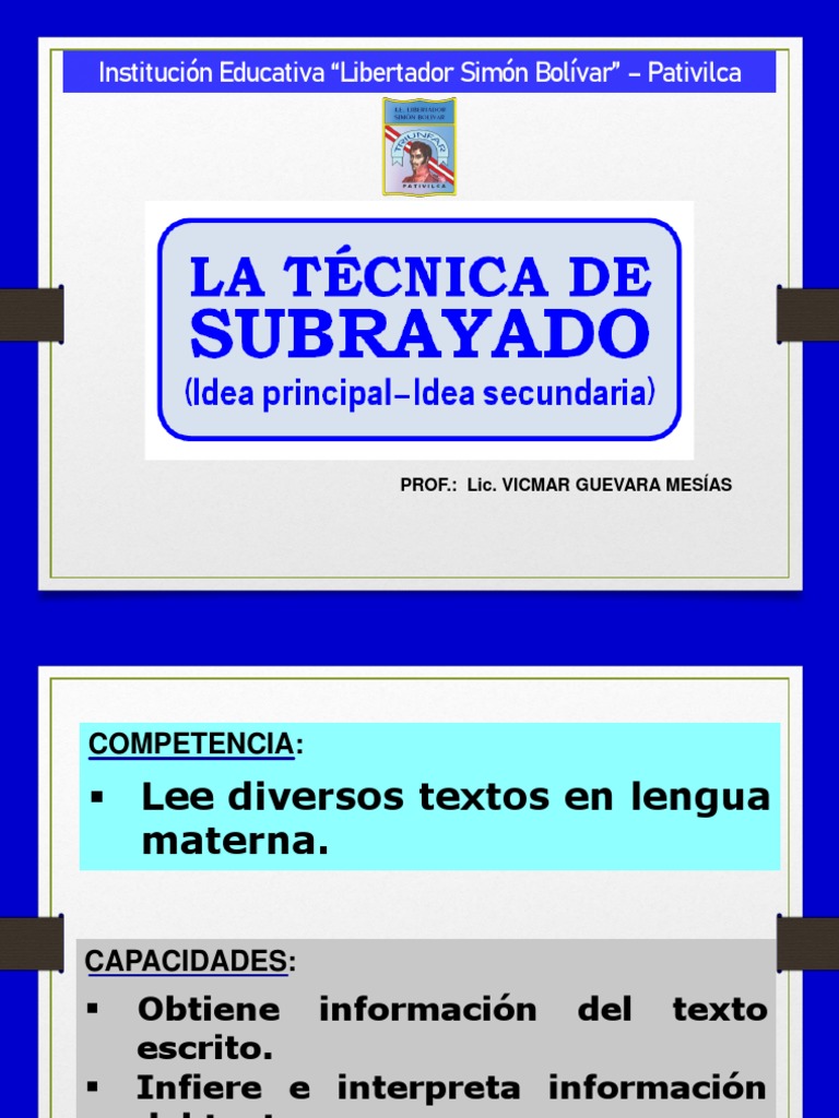 El Subrayado | PDF | Comprensión lectora