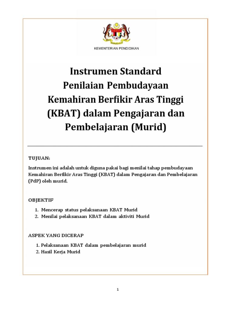 Instrument Kbat Murid | PDF