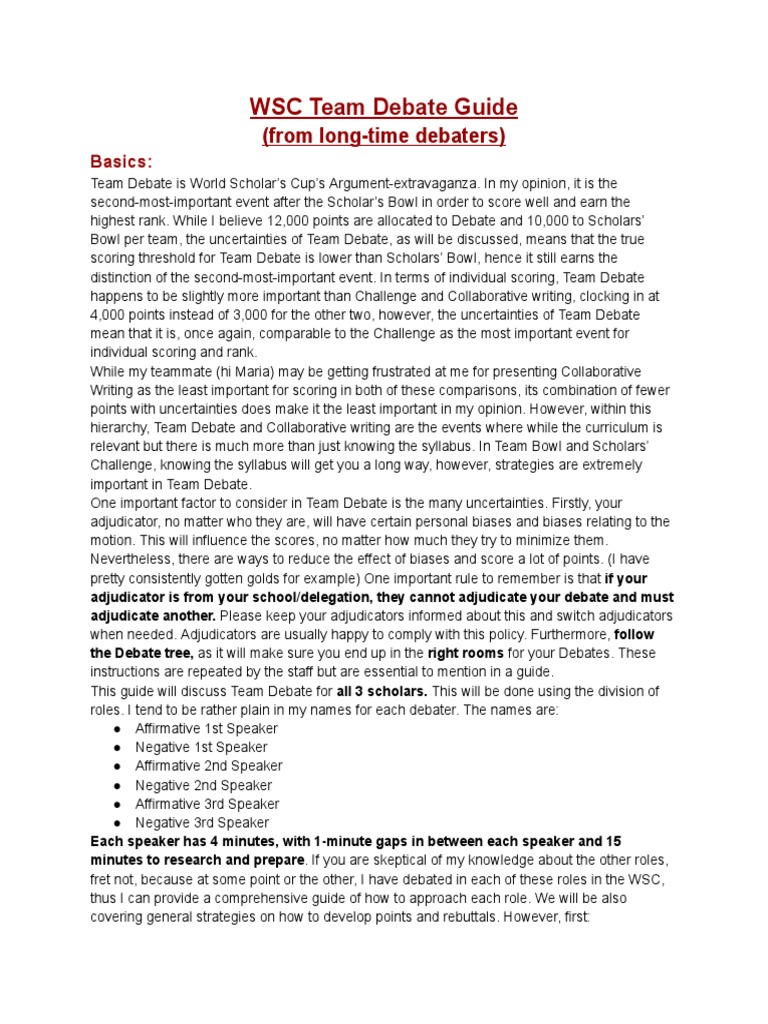 Team Debate Guide | PDF | Fallacy | Falsifiability