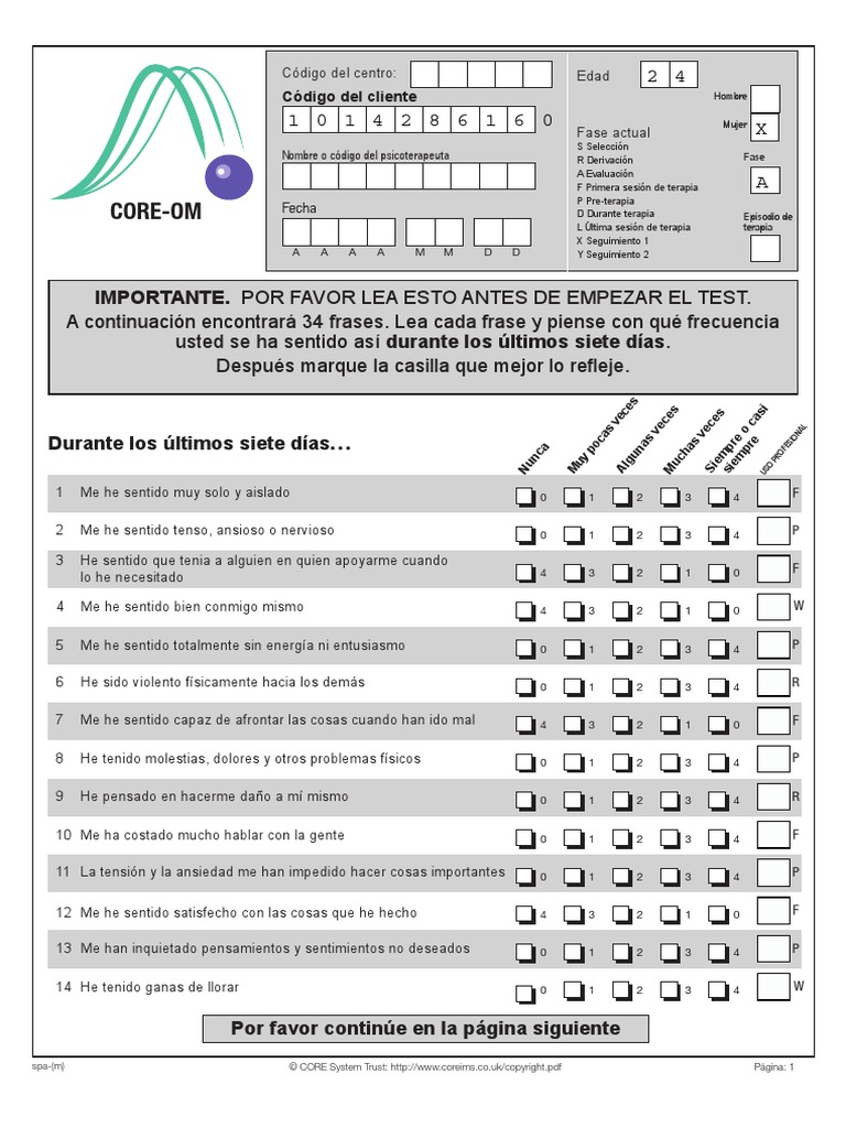 Prueba Core-Om Formato | PDF