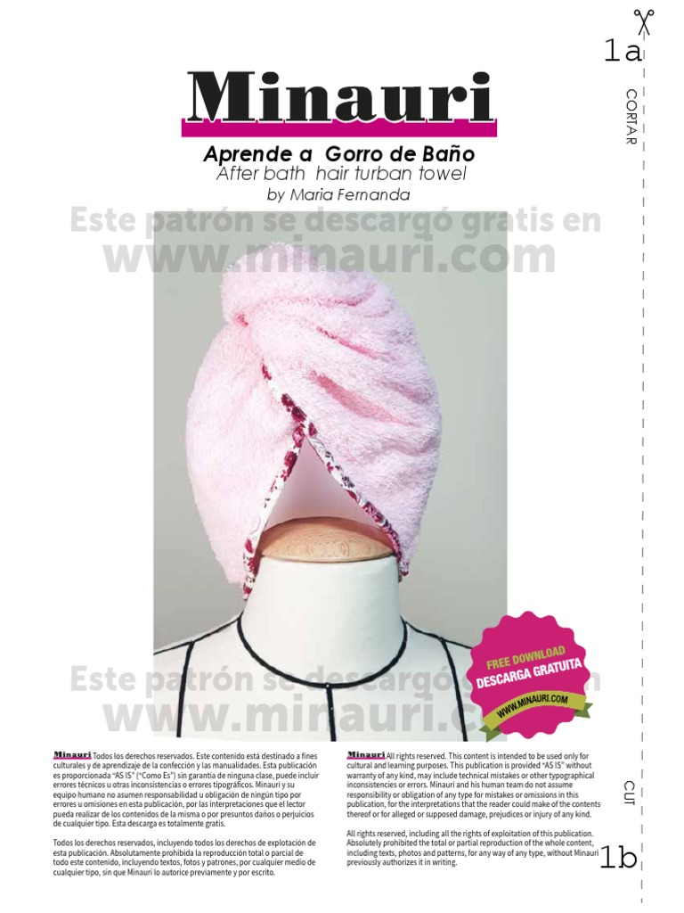 Gorro Turbante Toalla Envolvente Cap Turban Towel Bath Spa Set by Minauri | PDF