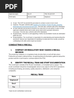 Mock Recall Record Sample | PDF