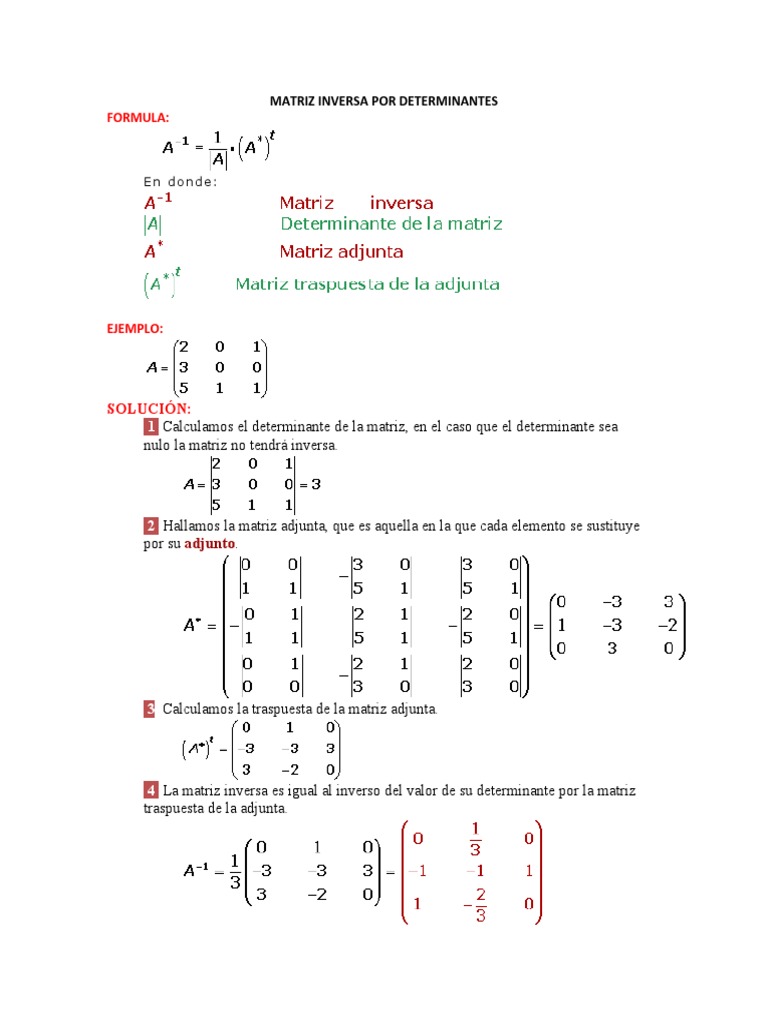 Matriz Inversa y Determinantes | PDF | Ciencia y matemáticas