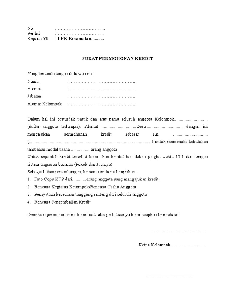 Surat Permohonan Kredit | PDF