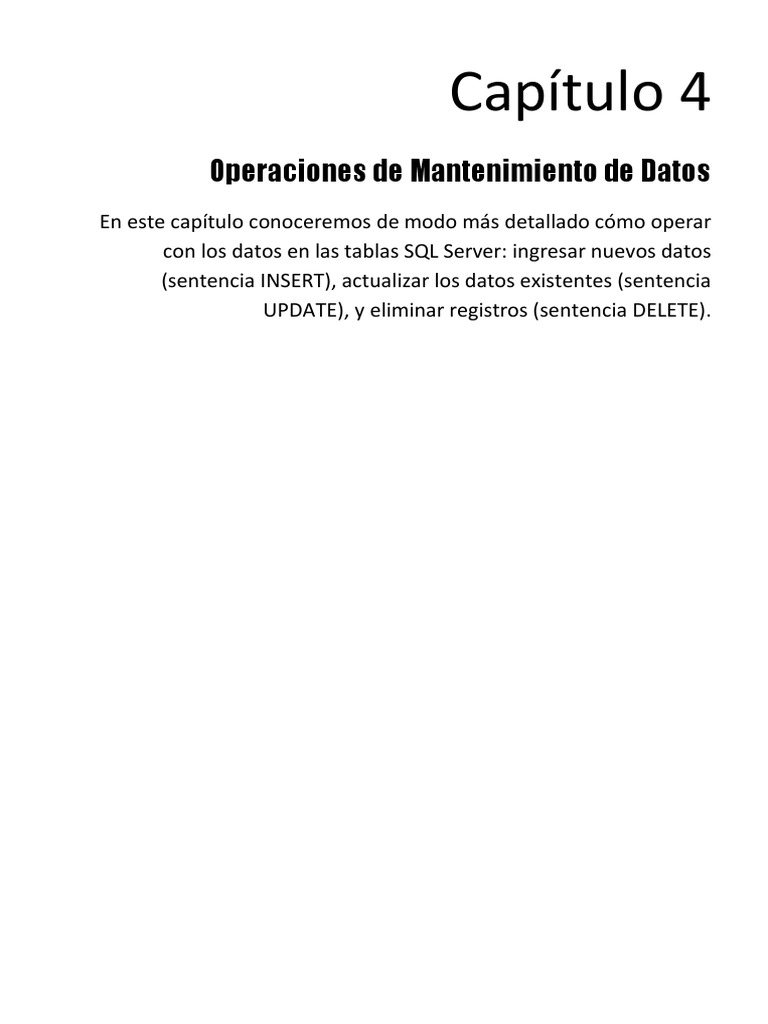 EDGARD LUCHO 1 - SQL - BÁSICO - Cap04-V2-Mantenimiento de Datos | PDF ...