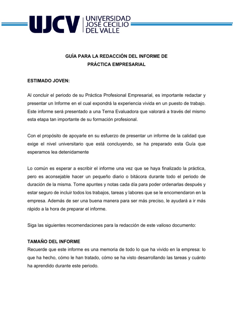 Guía para Redactar Informe de Práctica | PDF | Bibliografía