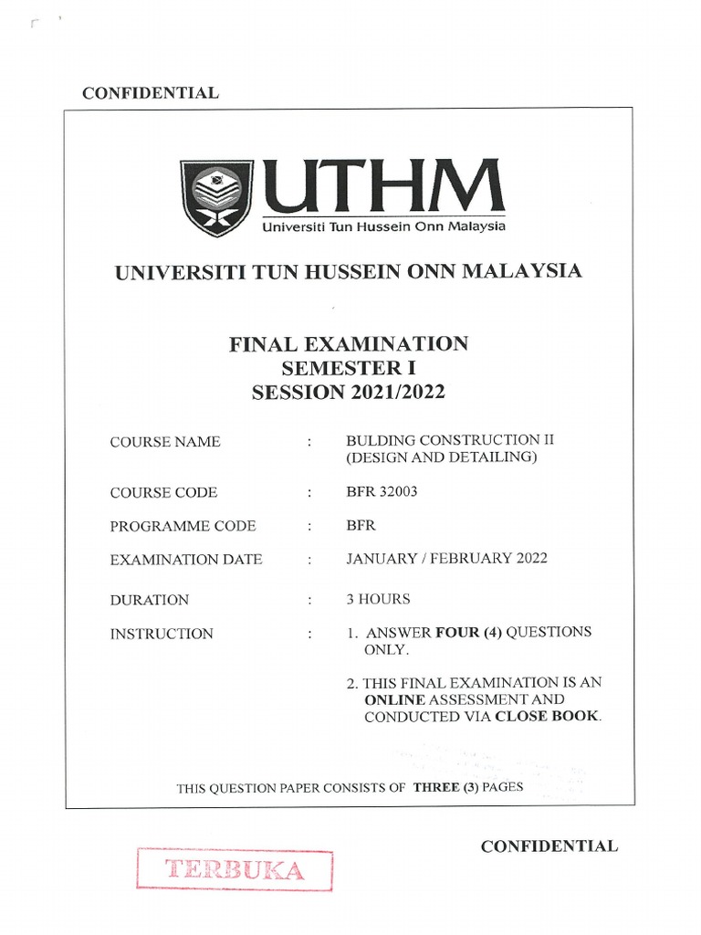 BFR 32003 BULDING CONSTRUCTION II (DESIGN AND DETAILING) | PDF