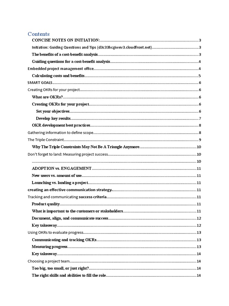 Project Initiation Course Notes - Google Cert. | PDF | Goal ...