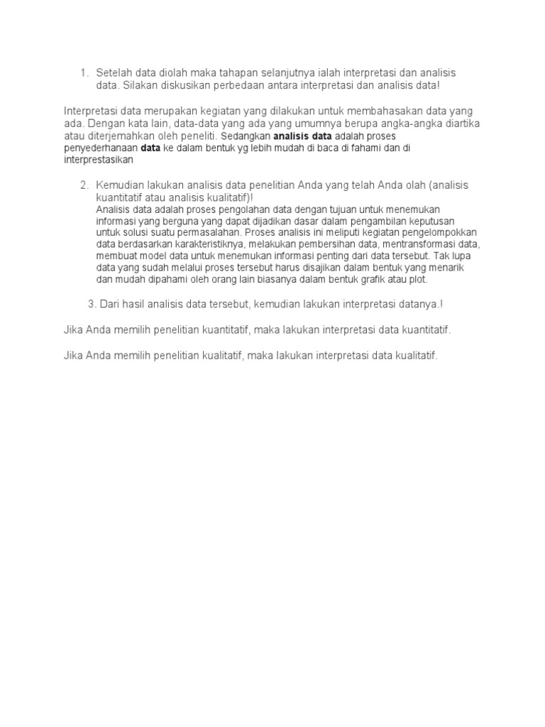 Perbedaan Interpretasi dan Analisis Data | PDF