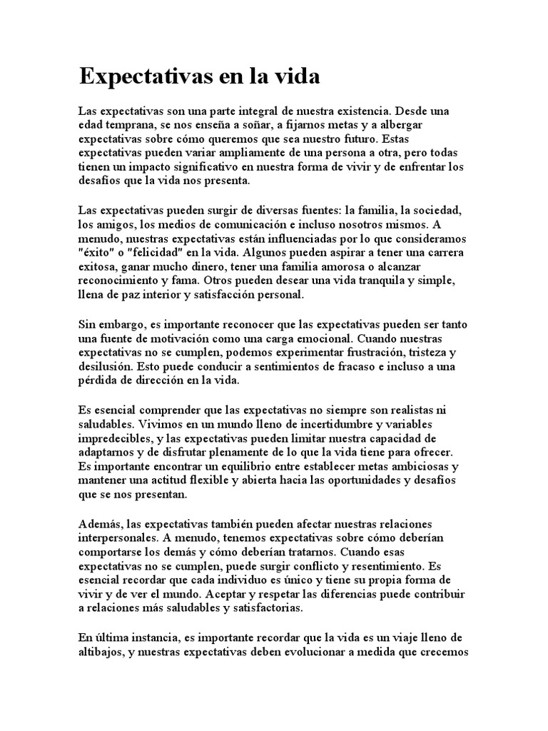 Expectativas en La Vida | PDF