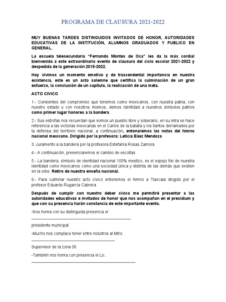 Programa de Clausura | PDF