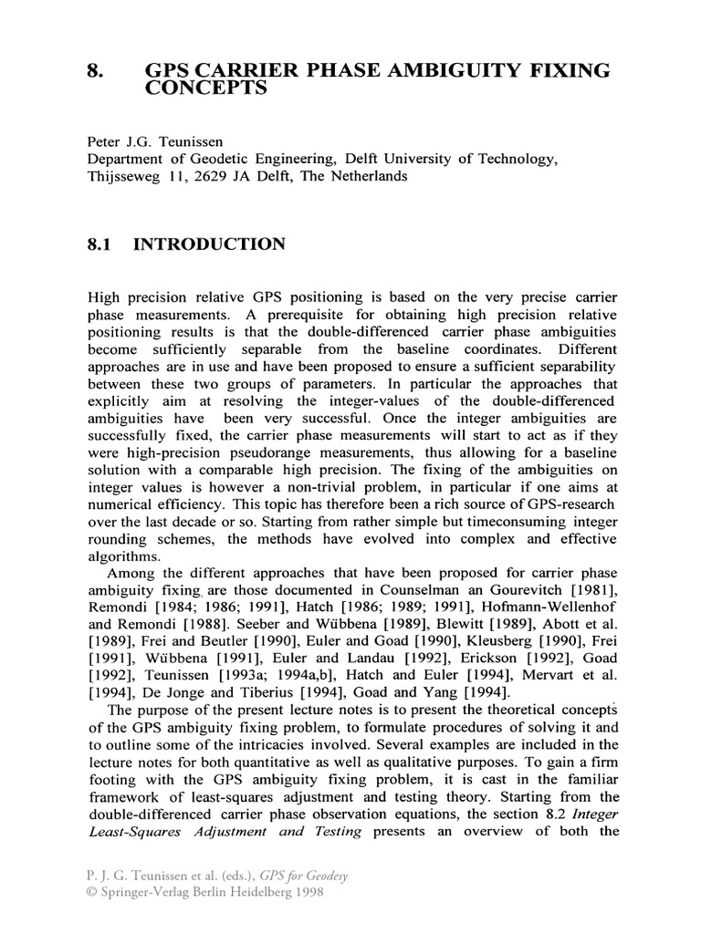 Gps Carrier Phase Ambiguity Fixing Concepts Pdf Least Squares Global Positioning System