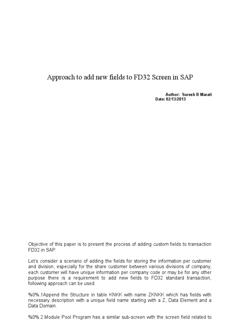 372000-Addition of New Fields To FD32 Screen in SAP | PDF | Information ...