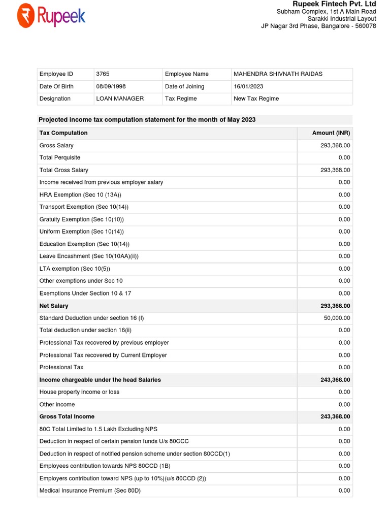 Tax Computation 5 2023 | PDF | Taxes | Tax Deduction