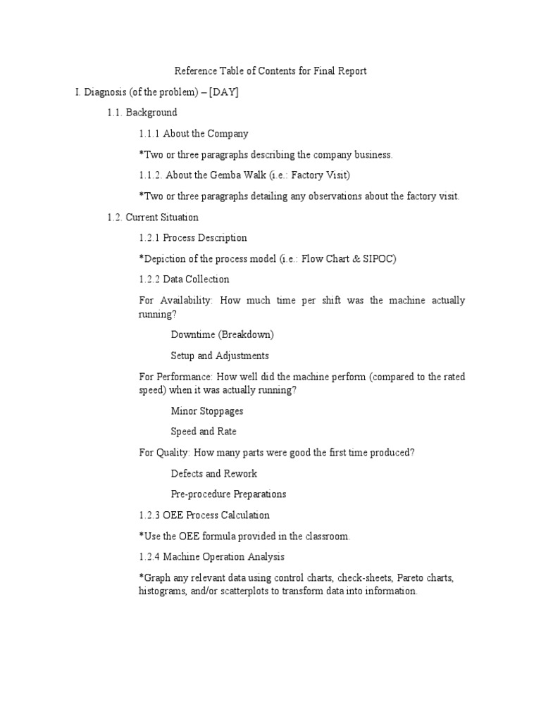 Reference ToC For Final Project Report - NEW | PDF