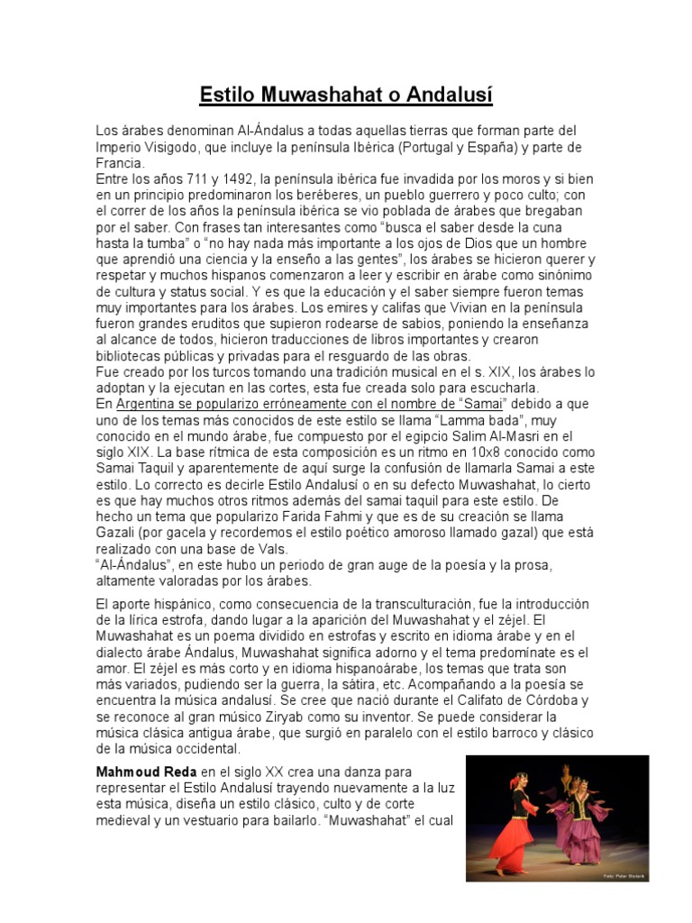 Estilo Muwashahat en Danza Andalusí | PDF | Bailes | Las artes escénicas