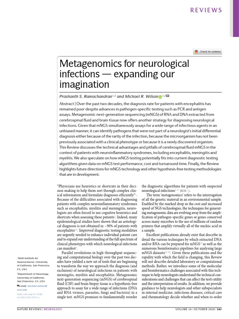 Metagenomics - For - Neurological - INFECTIONS 2020 | PDF | Infection ...