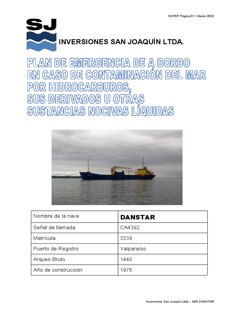 Plan SOPEP para la M/N DANSTAR | PDF | Mar | Contaminación