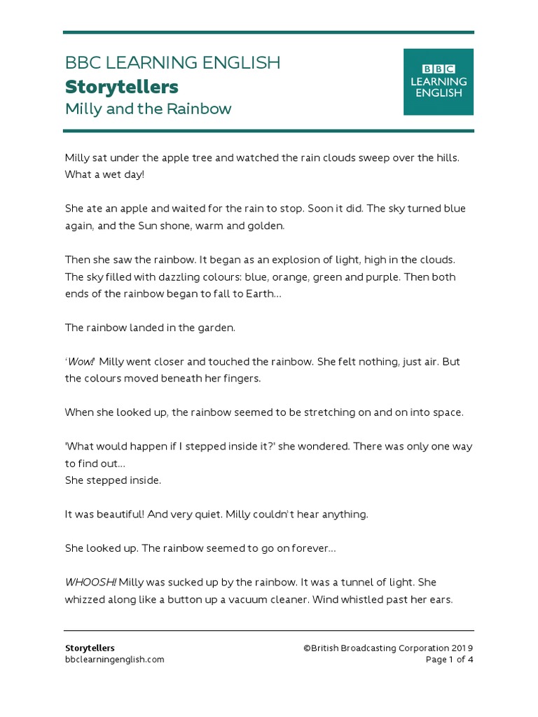 BBC Storytellers Milly and The Rainbow | PDF