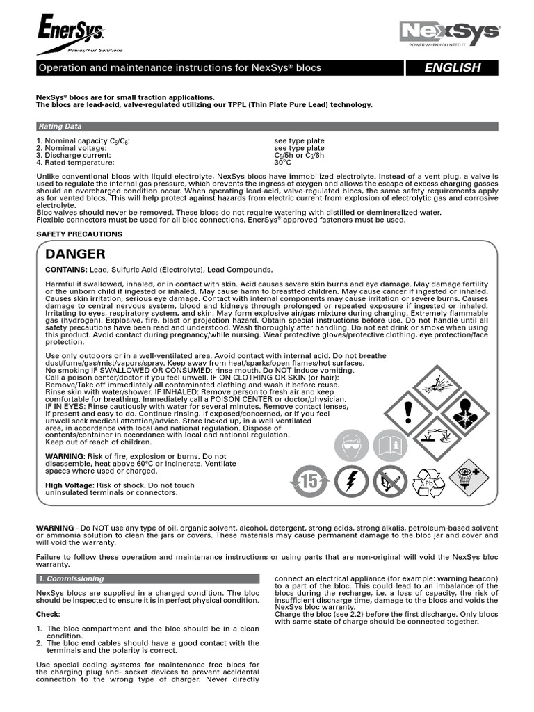 Operation and maintenance instructions for NexSys® blocs | PDF ...