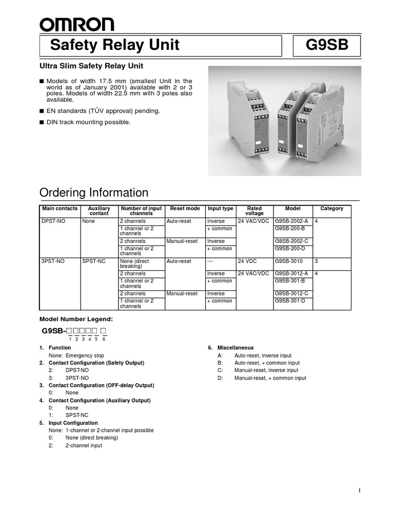 Catalogo Mod. Emergencia G9SB Omron | PDF | Power Supply | Alternating Current