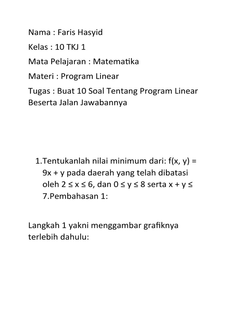 Soal dan Pembahasan Program Linear | PDF | Metode & Bahan Ajar