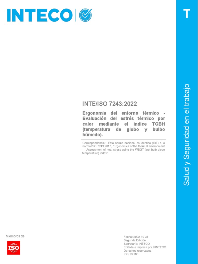 Inte Iso 7243 2022 | PDF | Temperatura | Calor