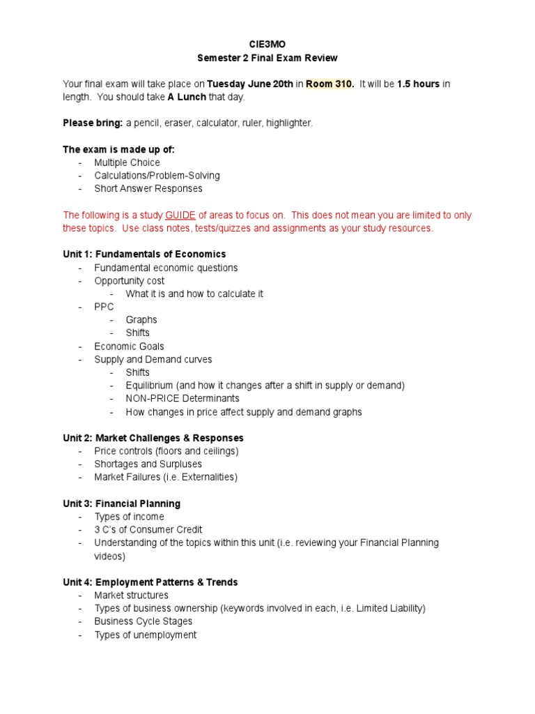 CIE3MO Exam Review Guide | PDF | Business