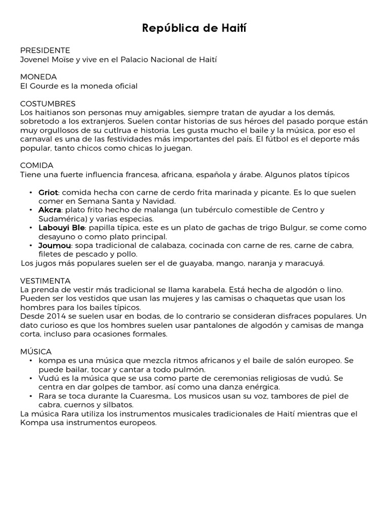 Cultura y Tradiciones de Haití | PDF
