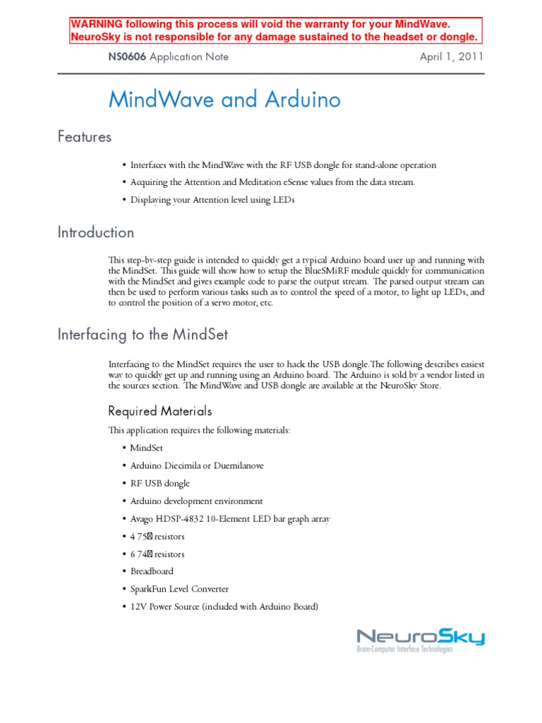 Mindwave Arduino And Leds Pdf Arduino Usb 