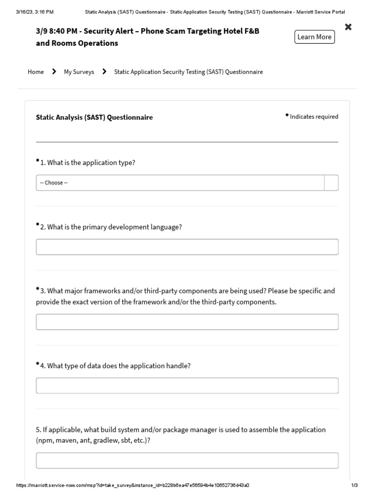 Static Analysis Sast Questionnaire Static Application Security Testing Sast Questionnaire
