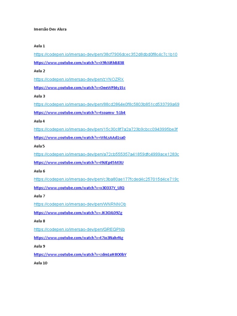 Alura Dev Immersion Course Links | PDF | Computers