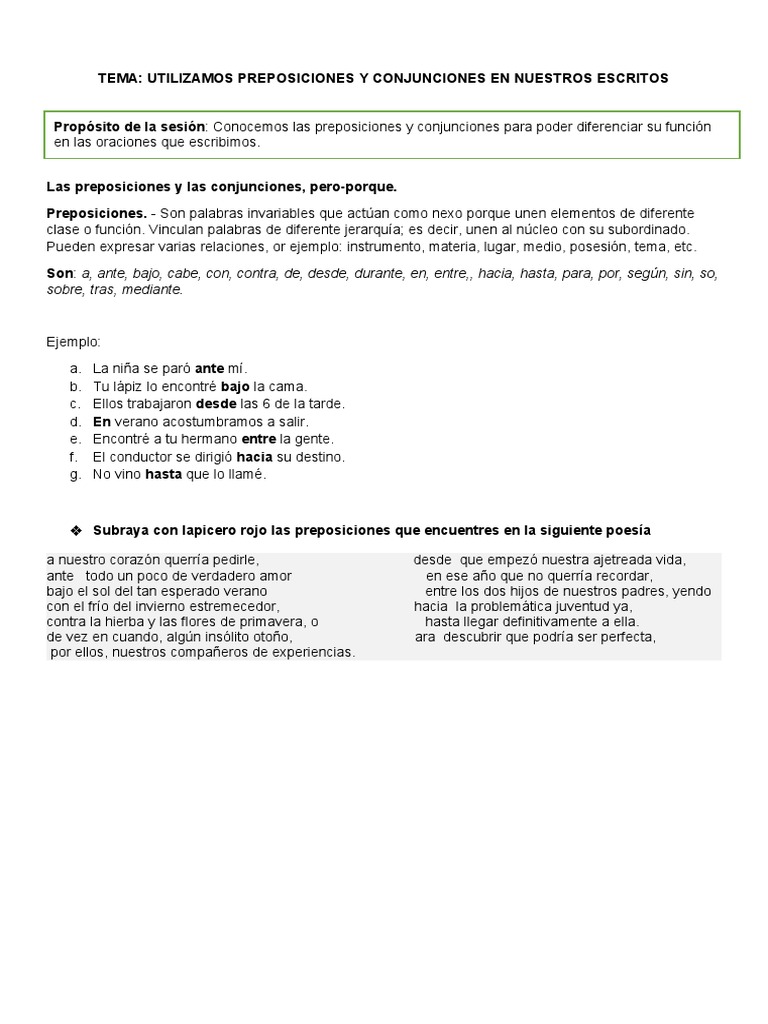 Preposiciones y Conjunciones en Gallego | PDF