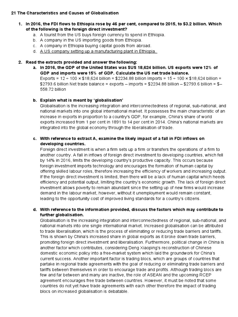 21 The Characteristics and Causes of Globalisation | PDF | Globalization | Foreign Direct Investment