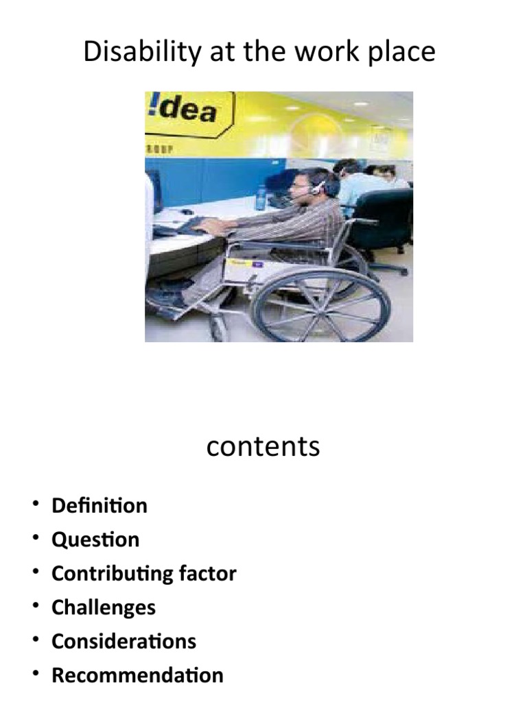 Disabilty at The Work Place PRESENTATION | PDF | Disability ...