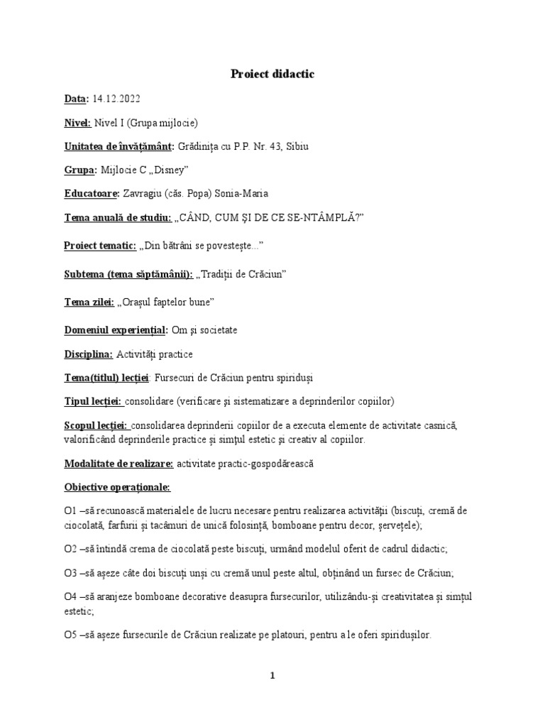 Proiect Didactic Dos Activitate Practic-Gospodareasca | PDF