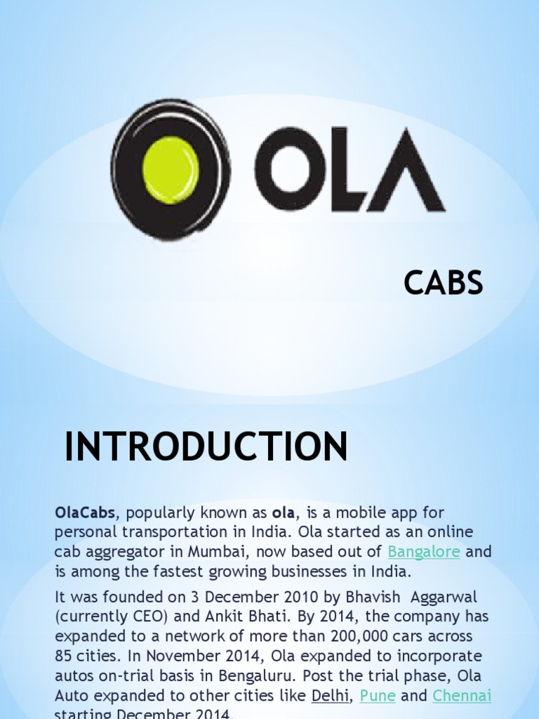 Overview of OlaCabs: Services & Challenges | PDF