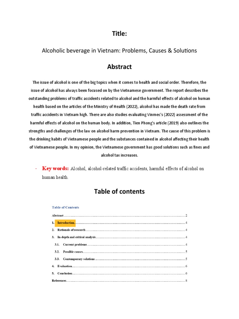 Aeg114 Final Essay Outline | PDF | Ethanol | Vietnam