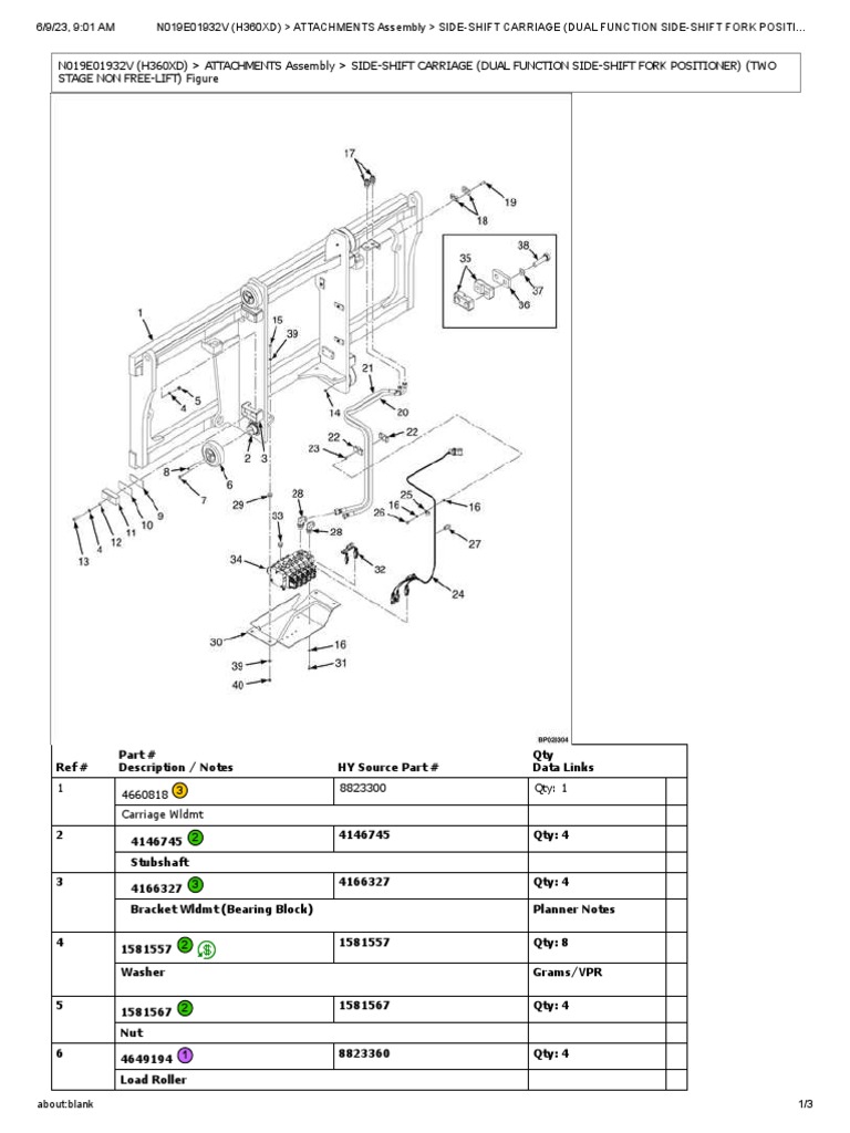 Hyster 360XD Side-Shift Carriage Parts | PDF | Machines | Equipment
