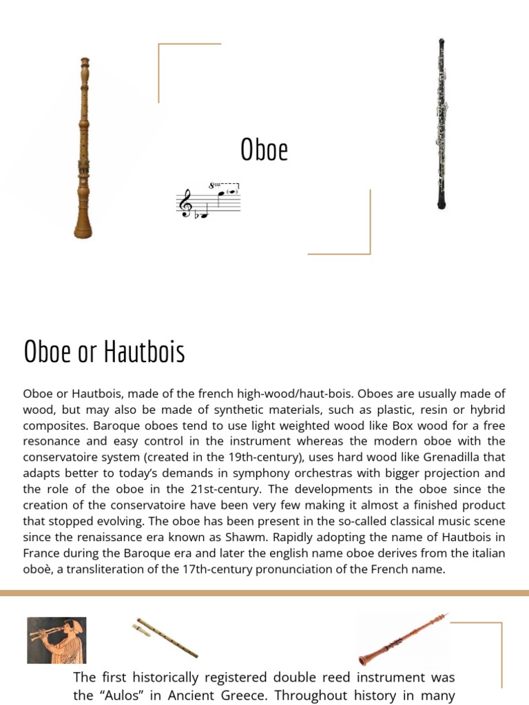 Presentation On The Oboe | Download Free PDF | Oboe | Musical Instruments