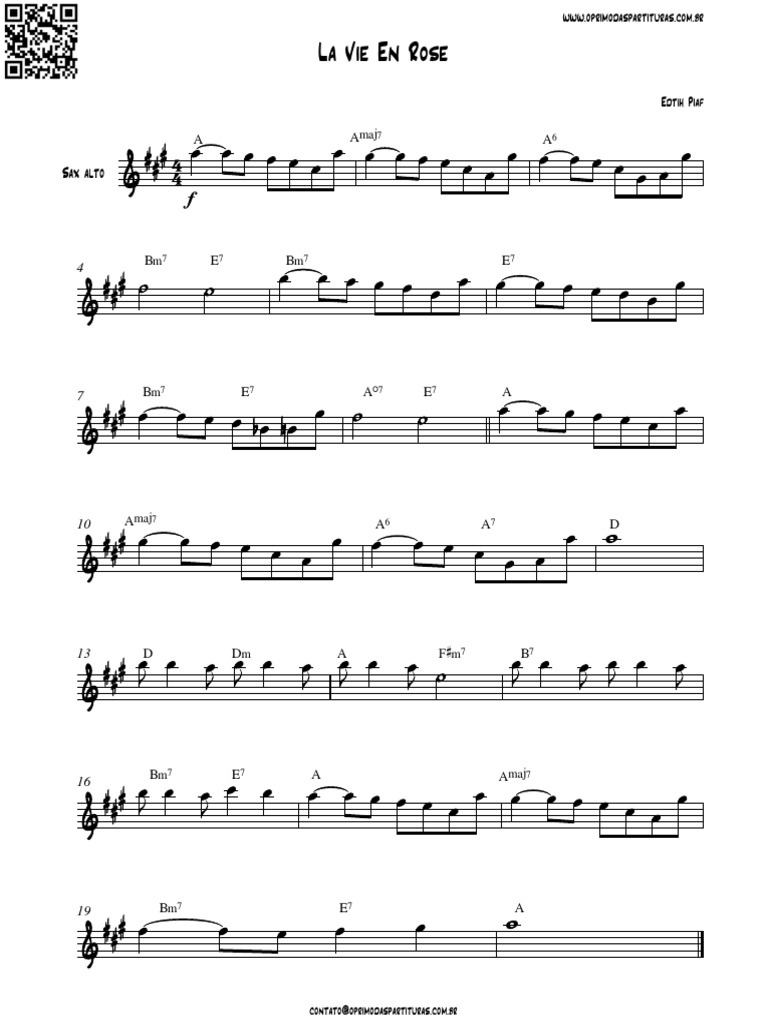 La Vie en Rose Partitura Sax Alto | PDF