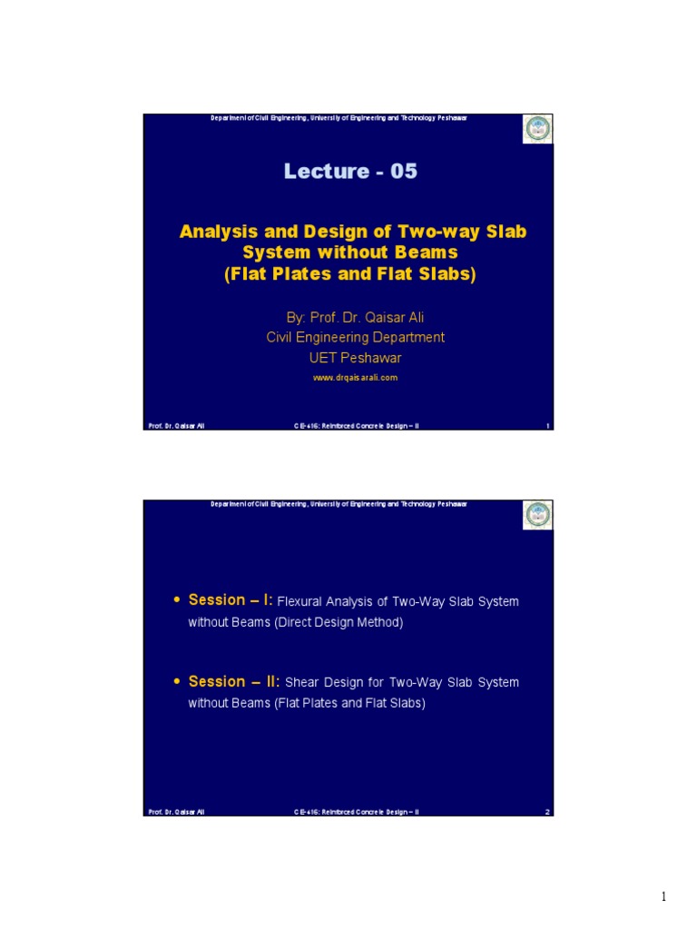 L-05 Analysis and Design of Two-Way Slab System Without Beams Color | PDF | Beam (Structure ...