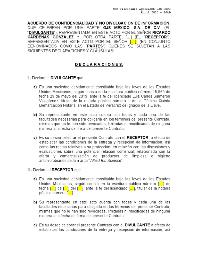 NDA GJS - BioScience (VF) | PDF | Acuerdo de no divulgación | Justicia