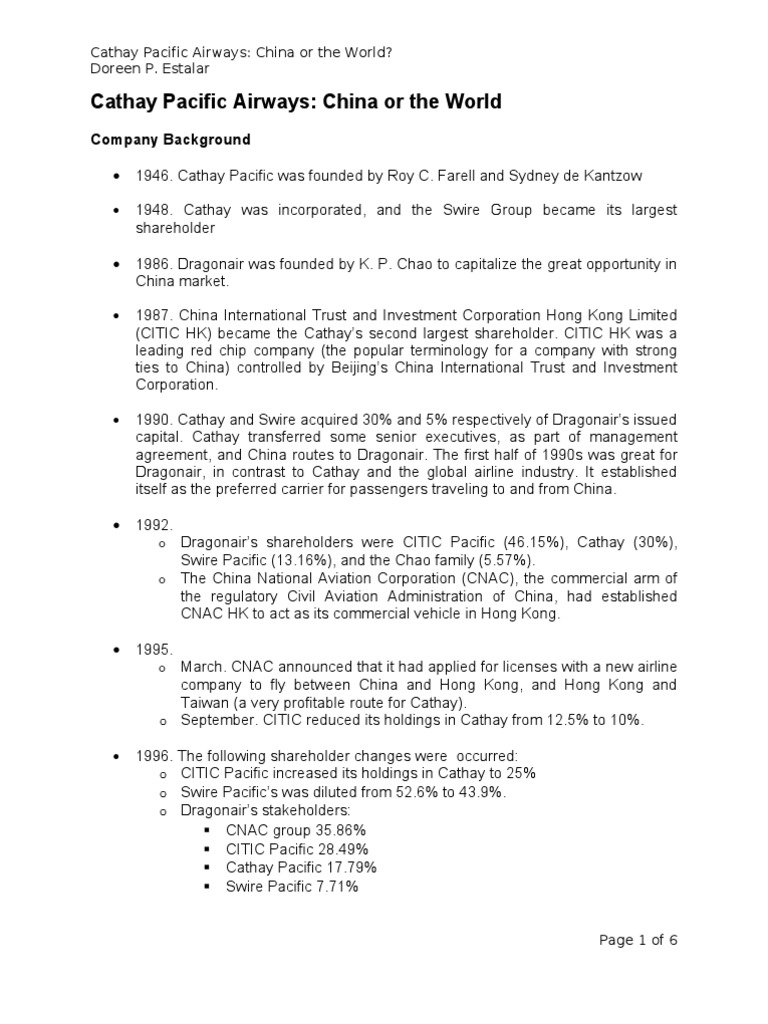 Cathay Pacific Airways | PDF | Airlines | Aviation