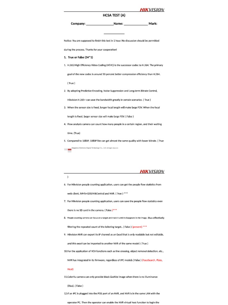 Hcsa CCTV Exam. | PDF