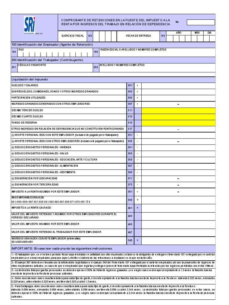 Formularios 107 y 102A | PDF