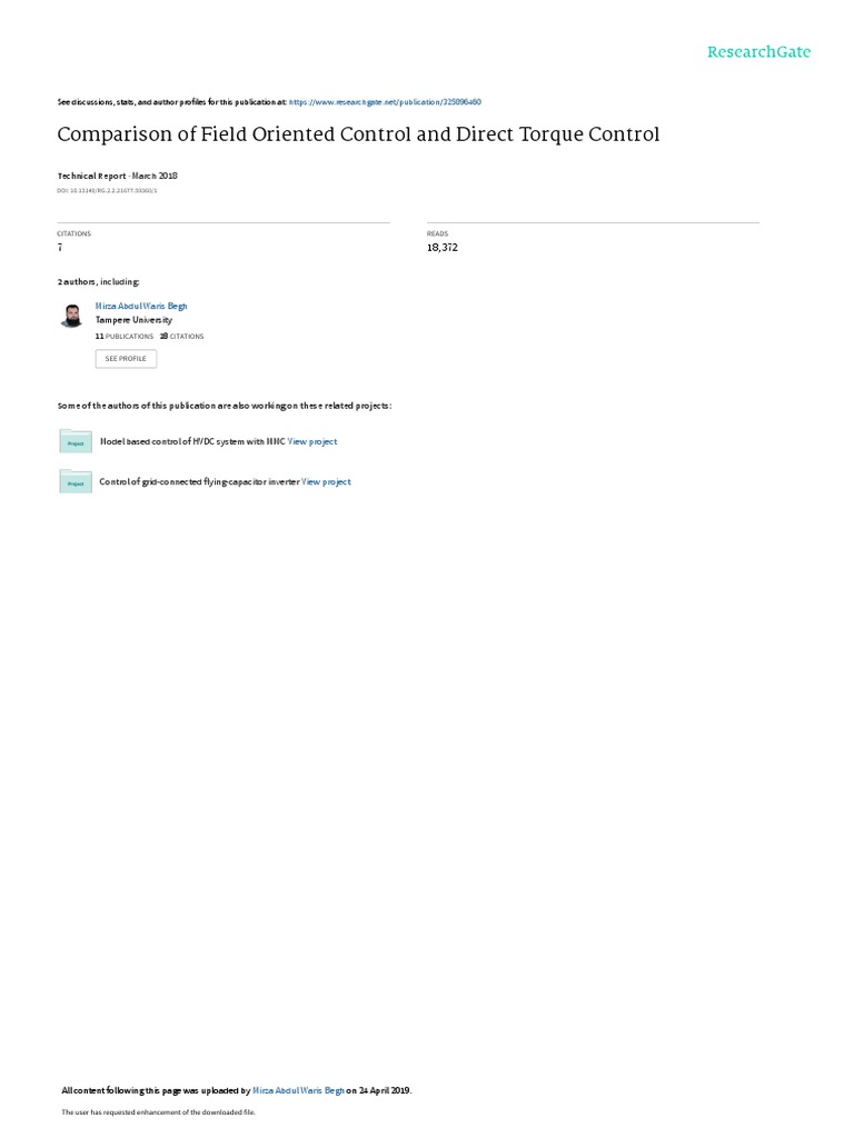 Foc Vs DTC Ieee Format | PDF | Electric Motor | Metrology