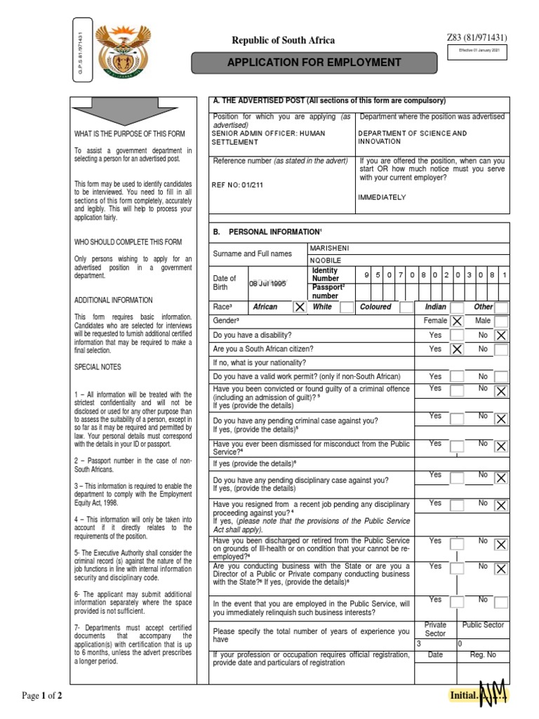 How to Complete the Z83 Form | PDF | Criminal Record | Government