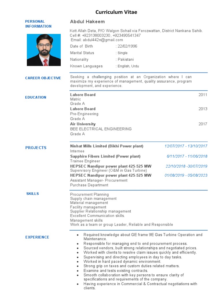 CV (Abdul Hakeem Mann) | PDF