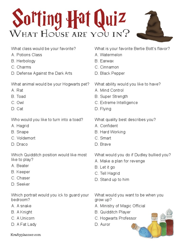 Free Printable Hogwarts Sorting Hat Ceremony | PDF